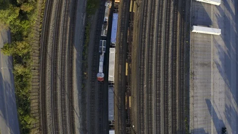 Two trains traveling in opposite directi... | Stock Video | Pond5