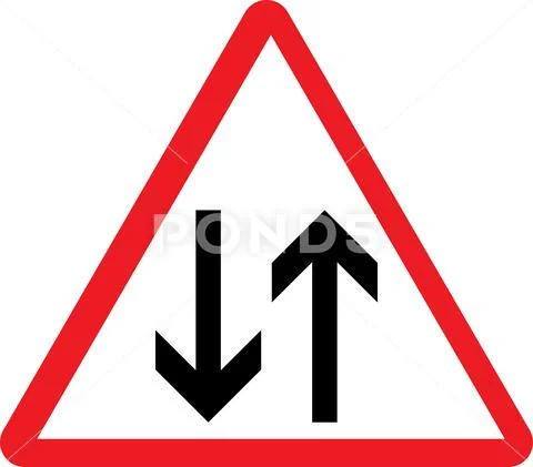 Two-way traffic warning sign. ~ Clip Art #165237895
