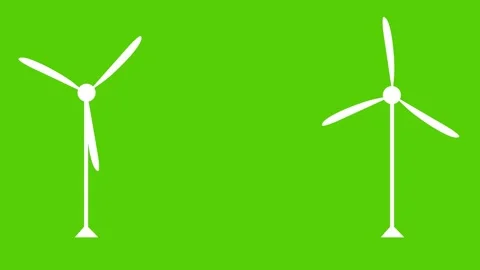 Two white wind turbines animated on a gr... | Stock Video | Pond5