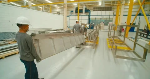 Two workers handling and placing sheet m... | Stock Video | Pond5