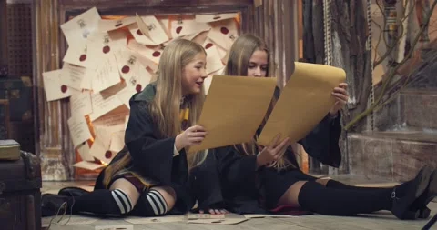 Two young students of the magic school a... | Stock Video | Pond5