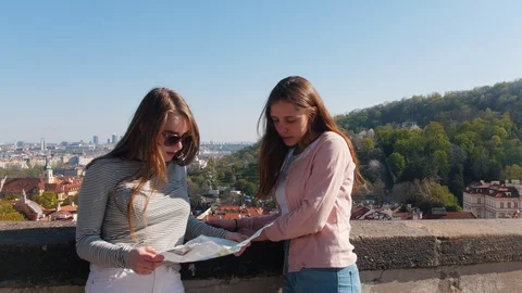Two young women standing on a observatio... | Stock Video | Pond5