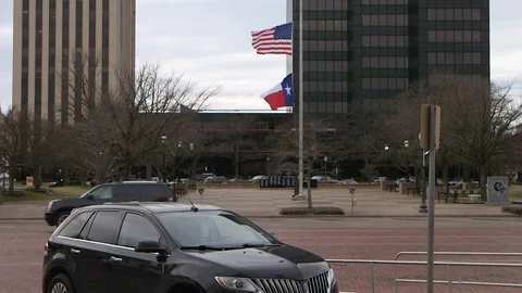 Tyler Texas Downtown Square with Flags | Stock Video | Pond5