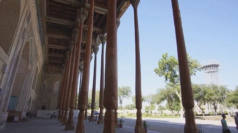 Typical Central Asian pillars in the gra... | Stock Video | Pond5