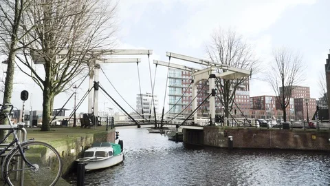 Typical dutch bridge that connects the s... | Stock Video | Pond5