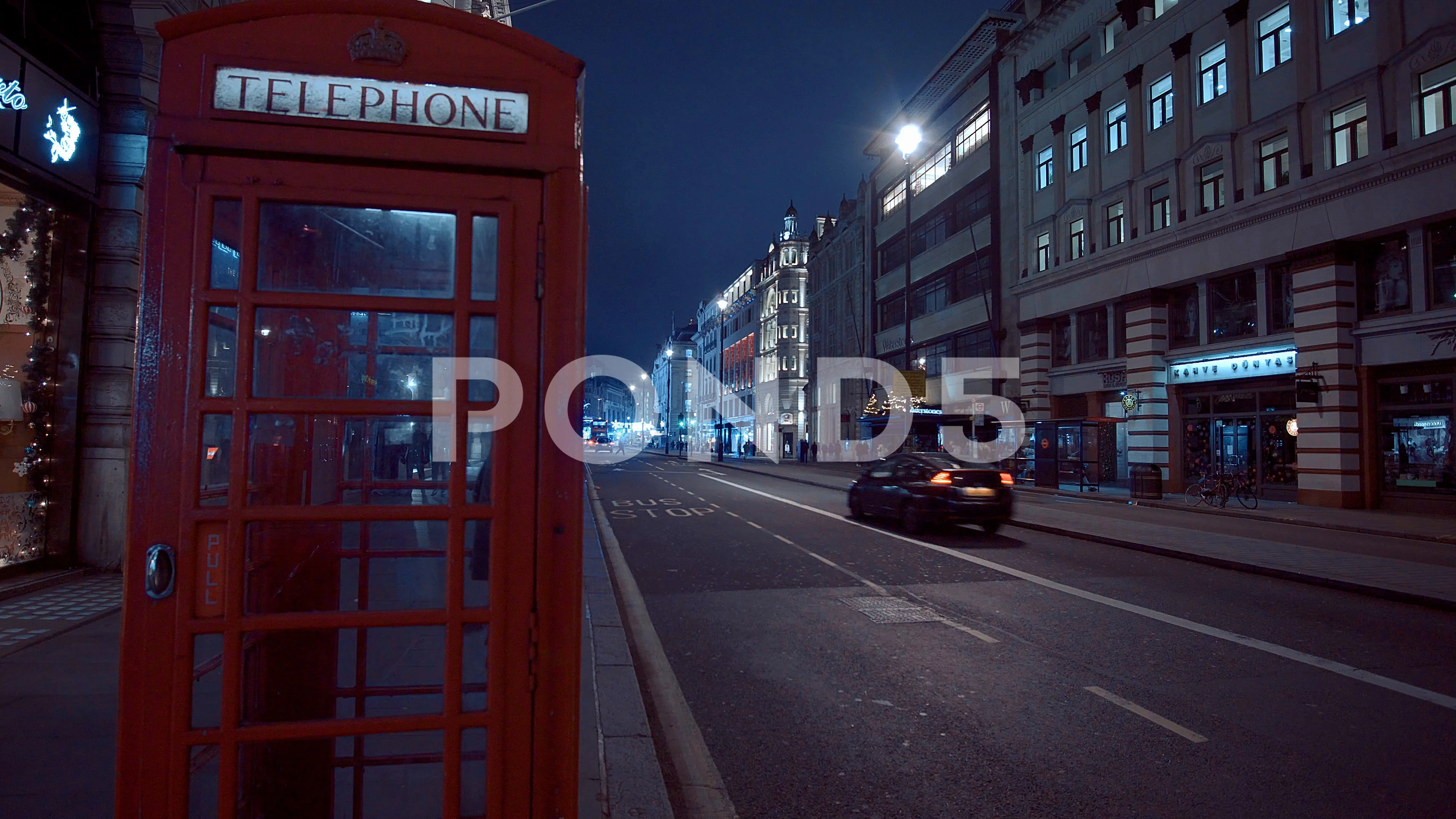 London At Night Street View Aerial View Shot London Uk Night
