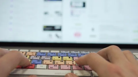 Typing and Coding on Editing Keyboard in... | Stock Video | Pond5