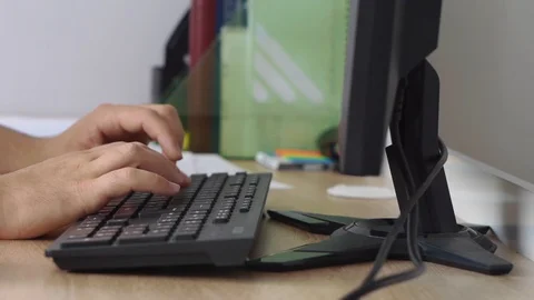 Typing Fast On Keyboard; Working in Offi... | Stock Video | Pond5