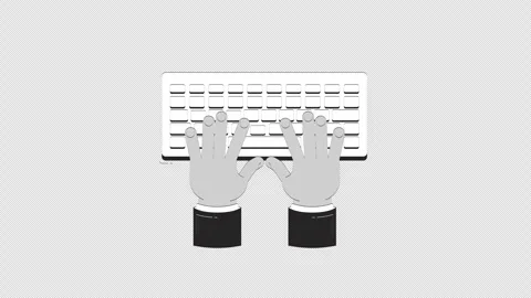 Typing hands on keyboard outline 2D dood... | Stock Video | Pond5