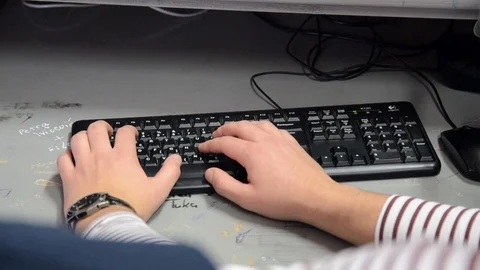 Typing on keyboard in computer class. | Stock Video | Pond5
