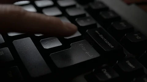 Typing on keyboard, press Enter. Hands p... | Stock Video | Pond5