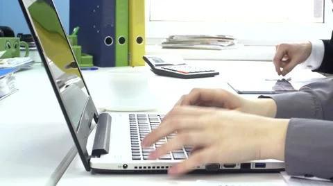 typing on a laptop computer, writing fig... | Stock Video | Pond5