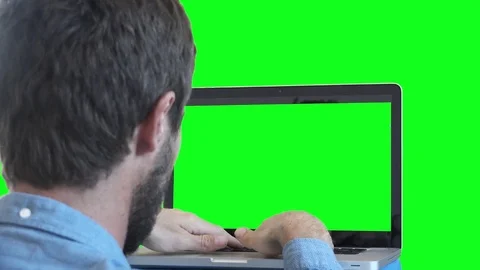 Typing On A Laptop Green Screen Backgrou... | Stock Video | Pond5