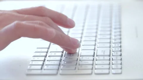 Typing on Laptop White Keyboard | Stock Video | Pond5