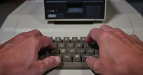 Typing on Retro Old Fashioned Personal C... | Stock Video | Pond5