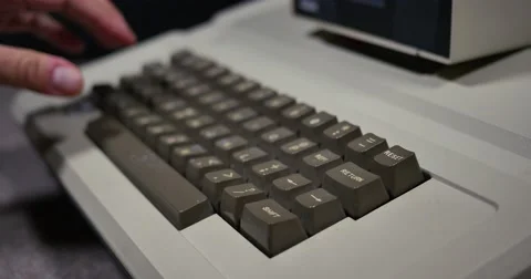 Typing on Retro Old Fashioned Personal C... | Stock Video | Pond5