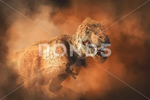 Photograph: Tyrannosaurus T-rex ,dinosaur on smoke background #160587837