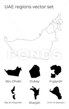 UAE map with shapes of regions. Blank vector map of the Country with ...
