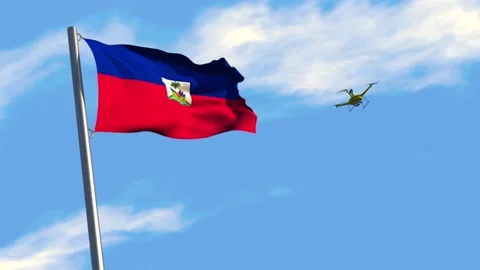 UAV drone watching Haitian flag, SFX | Stock Video | Pond5