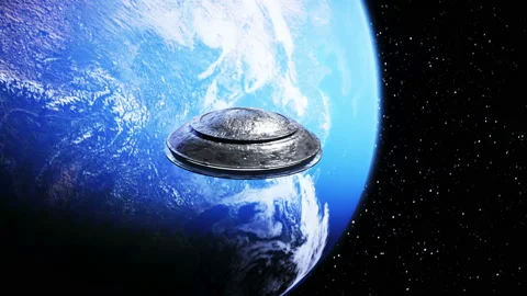 UFO in outer space. Realistic 4k animati... | Stock Video | Pond5