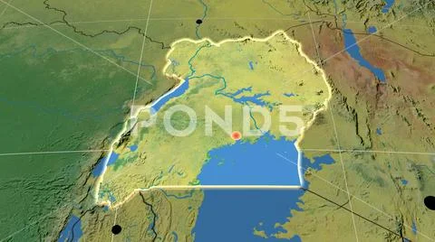 Uganda extruded and capital. Topographic: Graphic #115596125