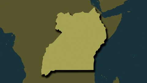 Uganda map - extract. Shadow. Pattern. | Stock Video | Pond5