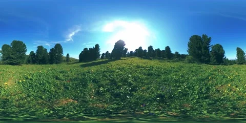 UHD 4K 360 VR of green mountain forest. ... | Stock Video | Pond5