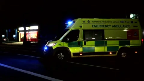 UK Ambulance responding, emergency, nigh... | Stock Video | Pond5