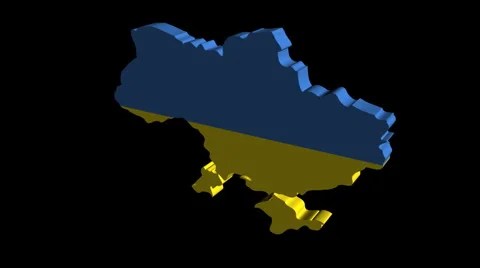 Ukraine map flag rotating animation | Stock Video | Pond5