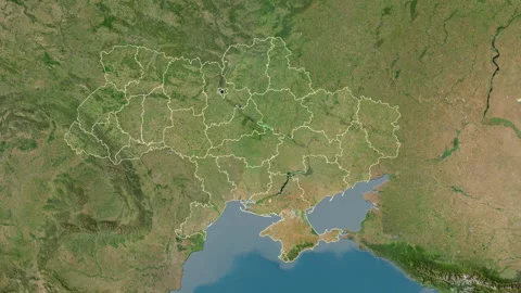Ukraine map - glide. Regions. Satellite. | Stock Video | Pond5