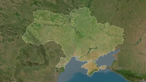 Ukraine map - solid. Regions. Satellite. | Stock Video | Pond5