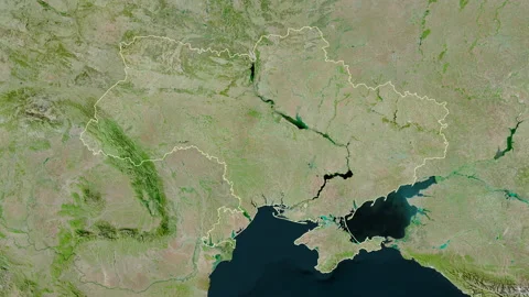 Ukraine map - zoom. Regions. Satellite. | Stock Video | Pond5