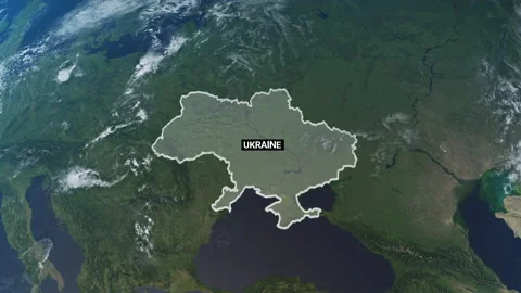 Ukraine map, zooming in from the space t... | Stock Video | Pond5