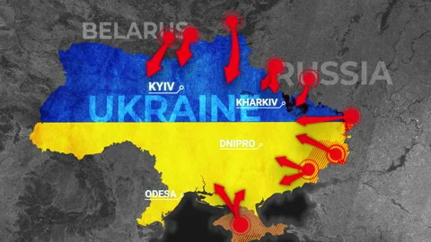 Ukraine war Animated conflict map of Rus... | Stock Video | Pond5