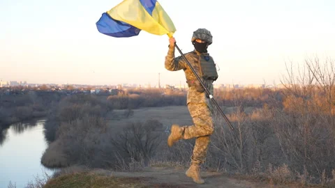 Ukrainian army man dancing funny with bl... | Stock Video | Pond5