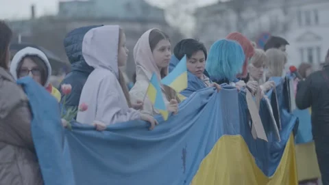 Ukrainian children protest with posters ... | Stock Video | Pond5