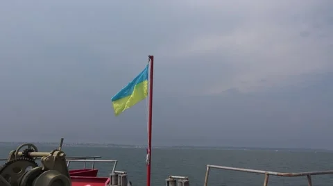 Ukrainian flag on poop deck vessel with ... | Stock Video | Pond5