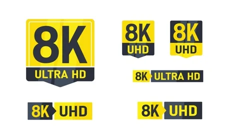 Ultra HD 8K Video Resolution Logos on Wh... | Stock Video | Pond5