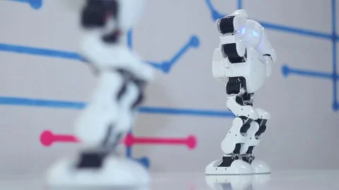 ultra modern beautiful dancing robots | Stock Video | Pond5