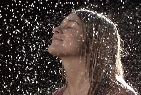 Ultra-slow motion shower falling on woma... | Stock Video | Pond5