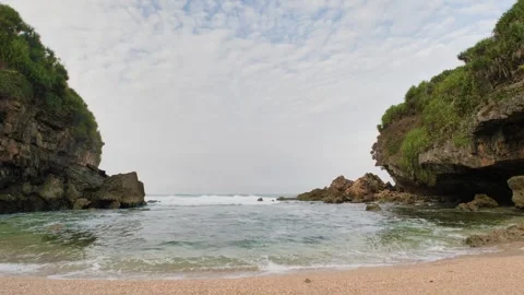 Ultra Wide Low Angle Beach Sea Between G... | Stock Video | Pond5