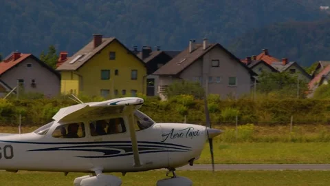 Ultralight single-engine aircraft Cessna... | Stock Video | Pond5