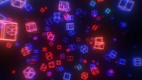 Ultraviolet 3D Neon Laser Cubes and Retr... | Stock Video | Pond5