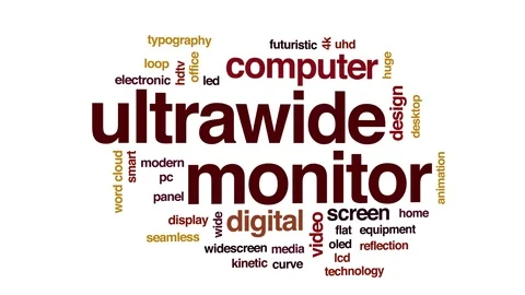 Ultrawide monitor animated word cloud, t... | Stock Video | Pond5