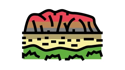 uluru mountain color icon animation | Stock Video | Pond5