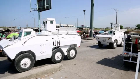 UN ARMORED VEHICLES PATROLLING HAITI | Stock Video | Pond5