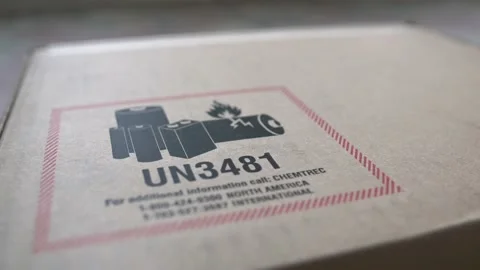 un3481 lithium battery warning label aff... | Stock Video | Pond5