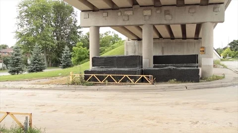 under large bridge underpass with road a... | Stock Video | Pond5