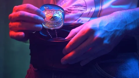 Undercover 80s 90s Police Cop With Badge... | Stock Video | Pond5