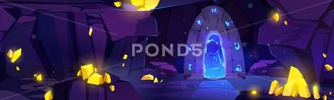 Underground mine cave game cartoon illustration ~ Clip Art #246914539